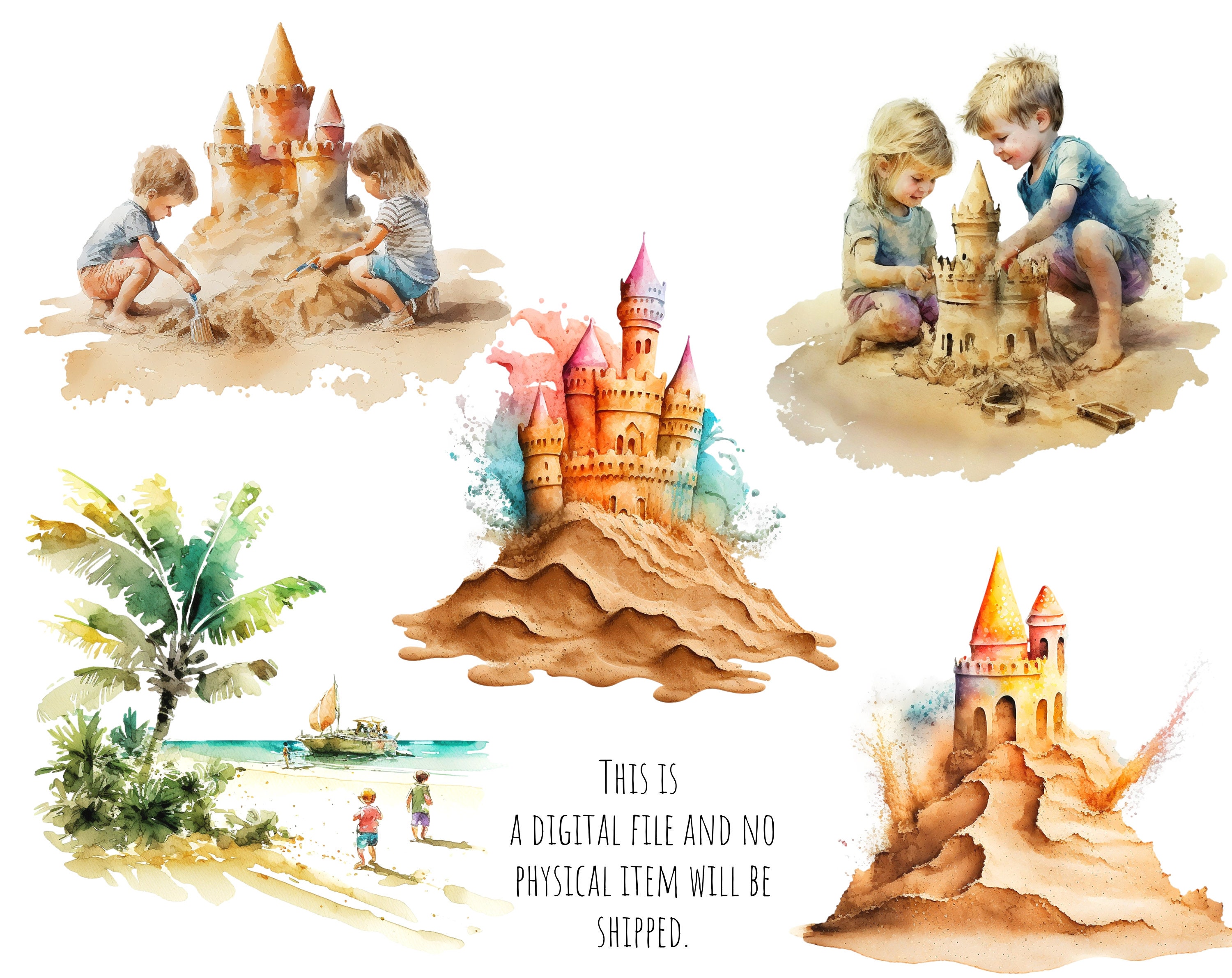 Sand Castle Clipart. Beach Clip Art. Vacation Clipart. Sea - Etsy Australia