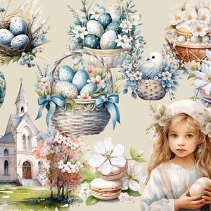 Easter Bundle. Spring Clipart, White Floral Clip Art, Boho Easter ...
