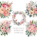 Pink Floral Clipart, Wreath Clip Art, Flower Frame, Boho Bouquets ...