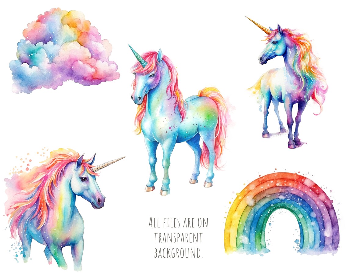 Rainbow Unicorn Clipart. Nursery Clipart. Magic Clipart Kid - Etsy