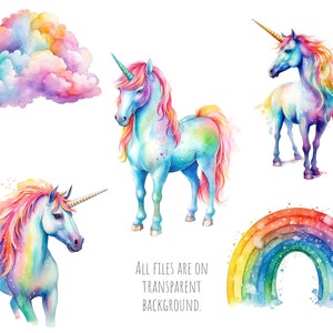 Rainbow Unicorn Clipart. Nursery Clipart. Magic Clipart, Kid Clipart ...