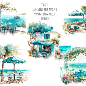 Beach Coffee Shop Clipart, Cafe Clip Art, Png. Digital Watercolor. Free ...