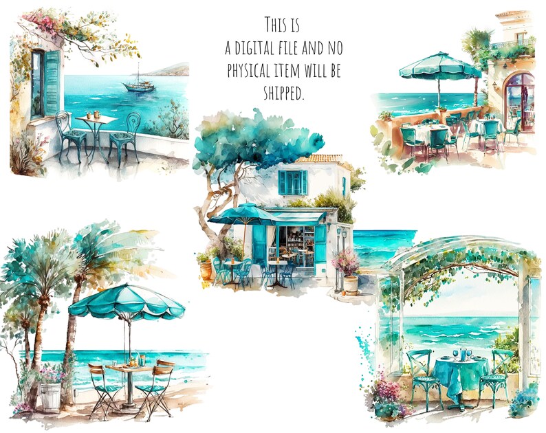 Beach Coffee Shop Clipart Cafe Clip Art Png. Digital - Etsy UK