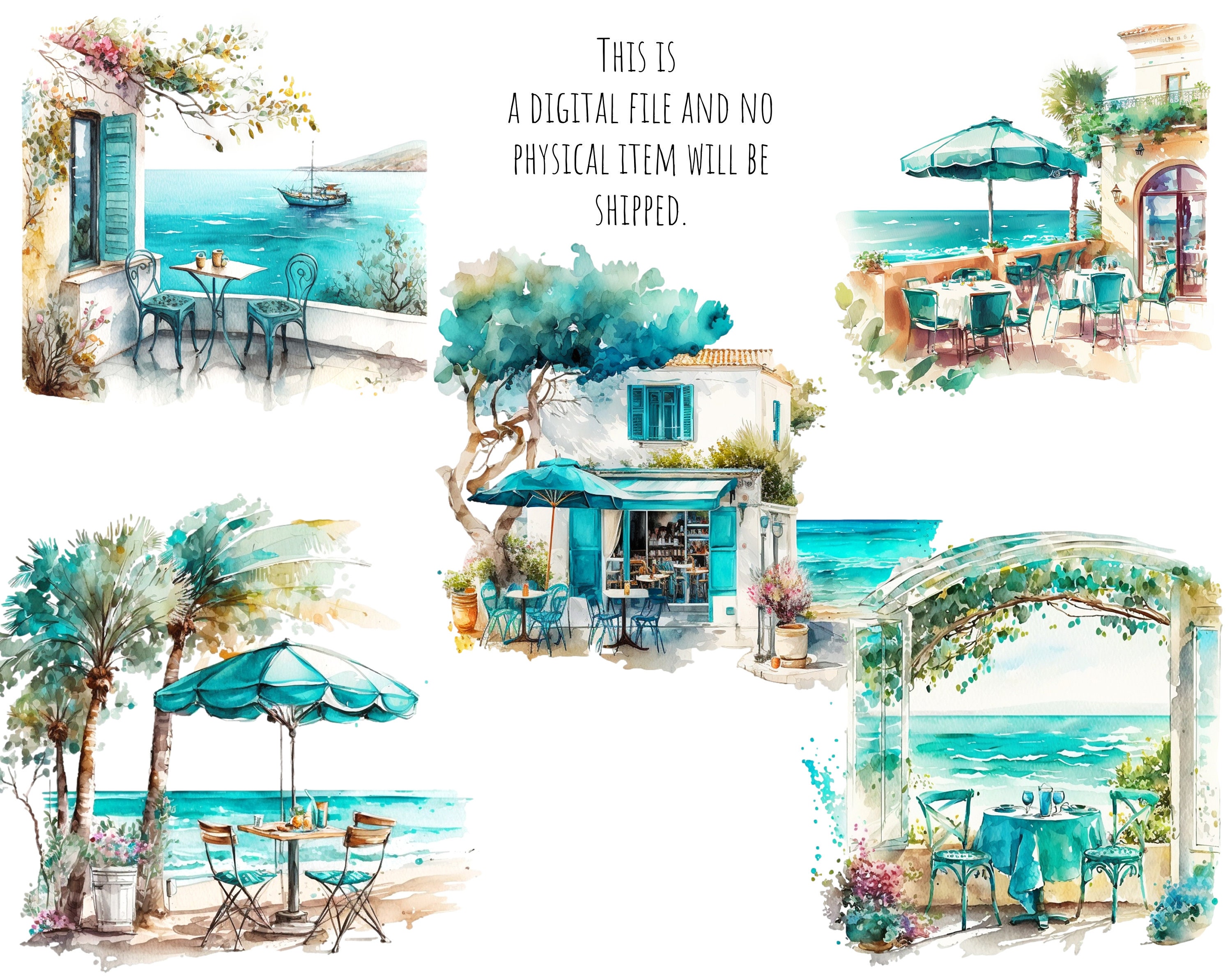 Beach Coffee Shop Clipart Cafe Clip Art Png. Digital - Etsy UK