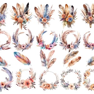 Boho Bundle, Boho Flowers PNG, Watercolor Floral Clipart, Bouquets ...