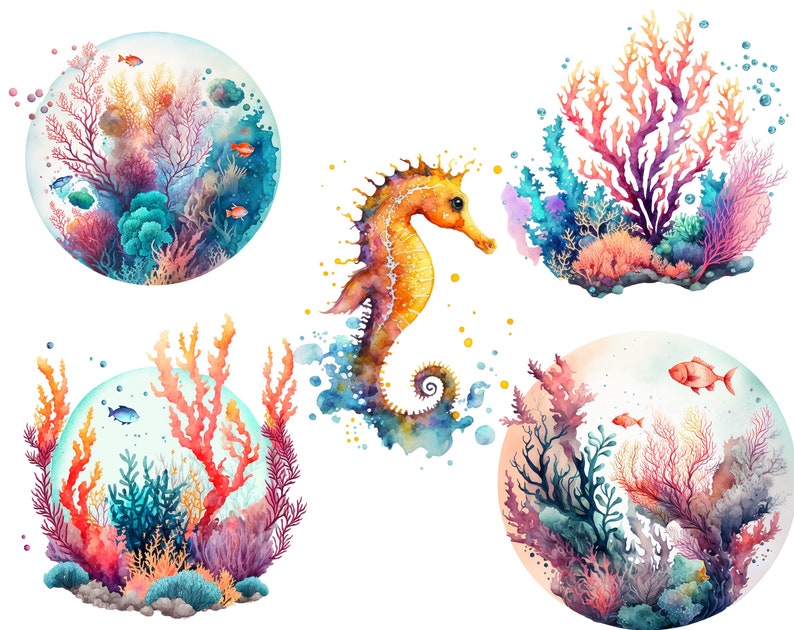 Seahorse Clipart, Nautical Clipart. Ocean Animal. Sea Animals Clip Art ...