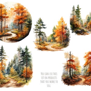 Autumn Forest Clipart, Wood Clip Art, Png. Digital Watercolor. Free ...