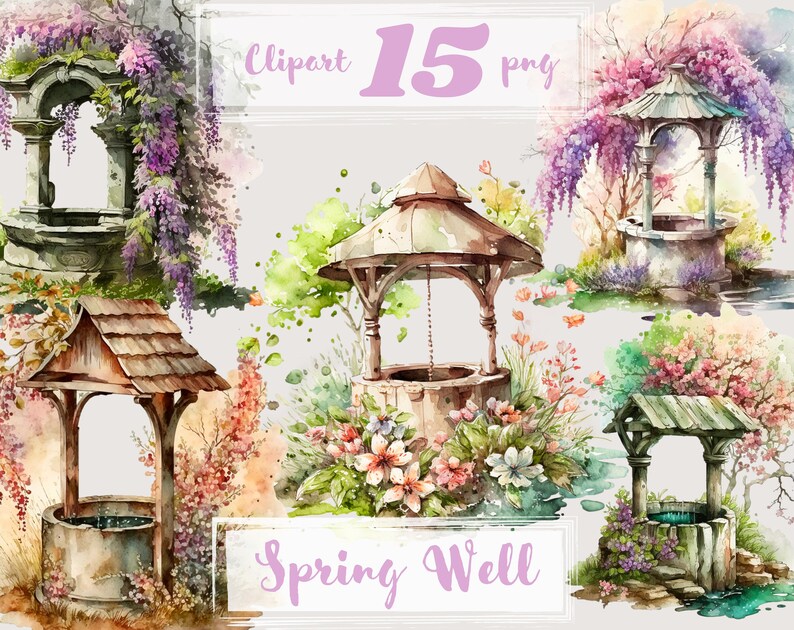 Spring Wells Clipart Cottage Clip Art Png. Digital - Etsy