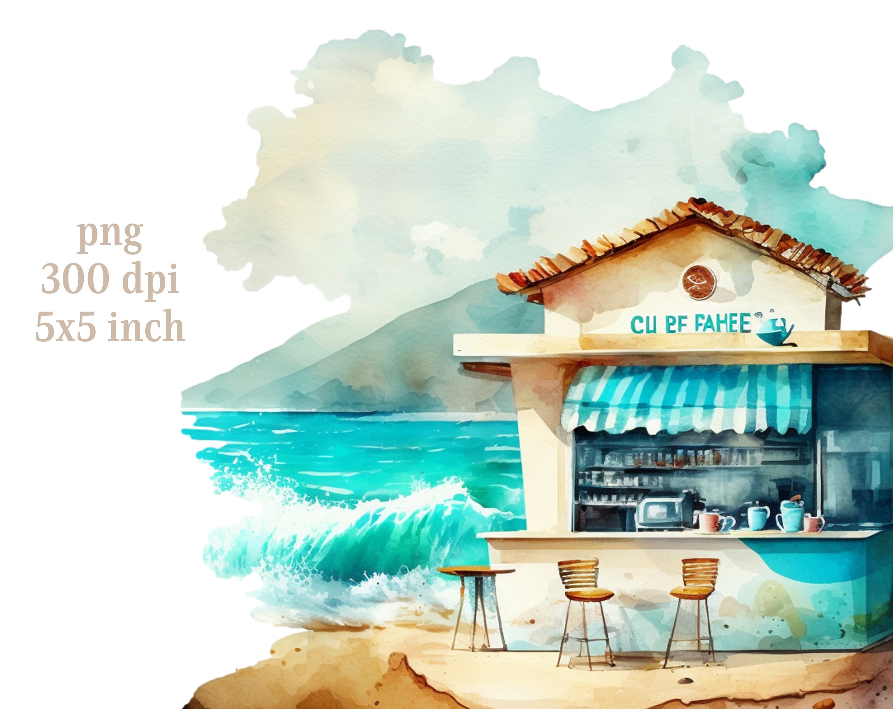 Beach Coffee Shop Clipart Cafe Clip Art Png. Digital - Etsy UK