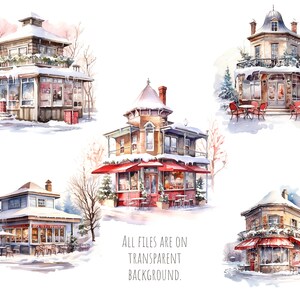 Winter Coffee Shop Clipart, Cafe Clip Art, Png. Digital Watercolor ...