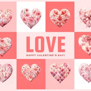 Pink Heart Clipart. Valentines Clipart, Love Clip Art, Wedding PNG ...