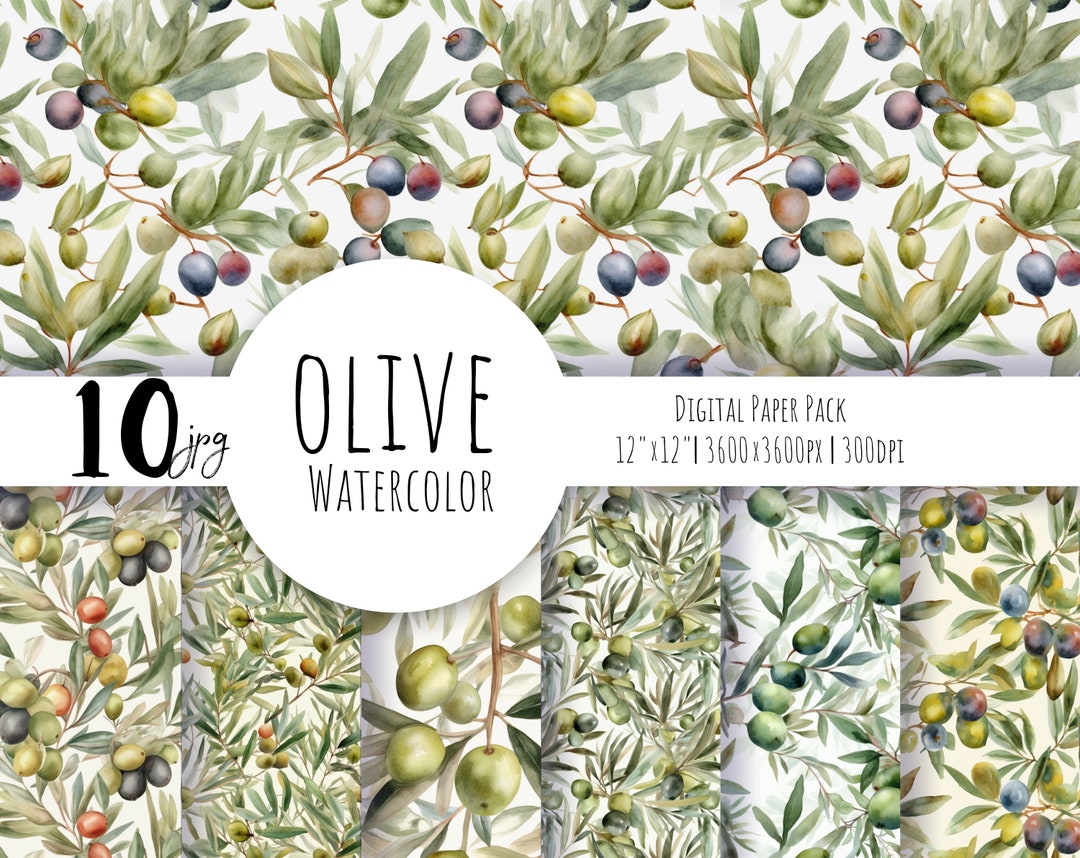 Olive Digital Paper, Seamless Pattern, Summer Pattern. Forest Clipart ...