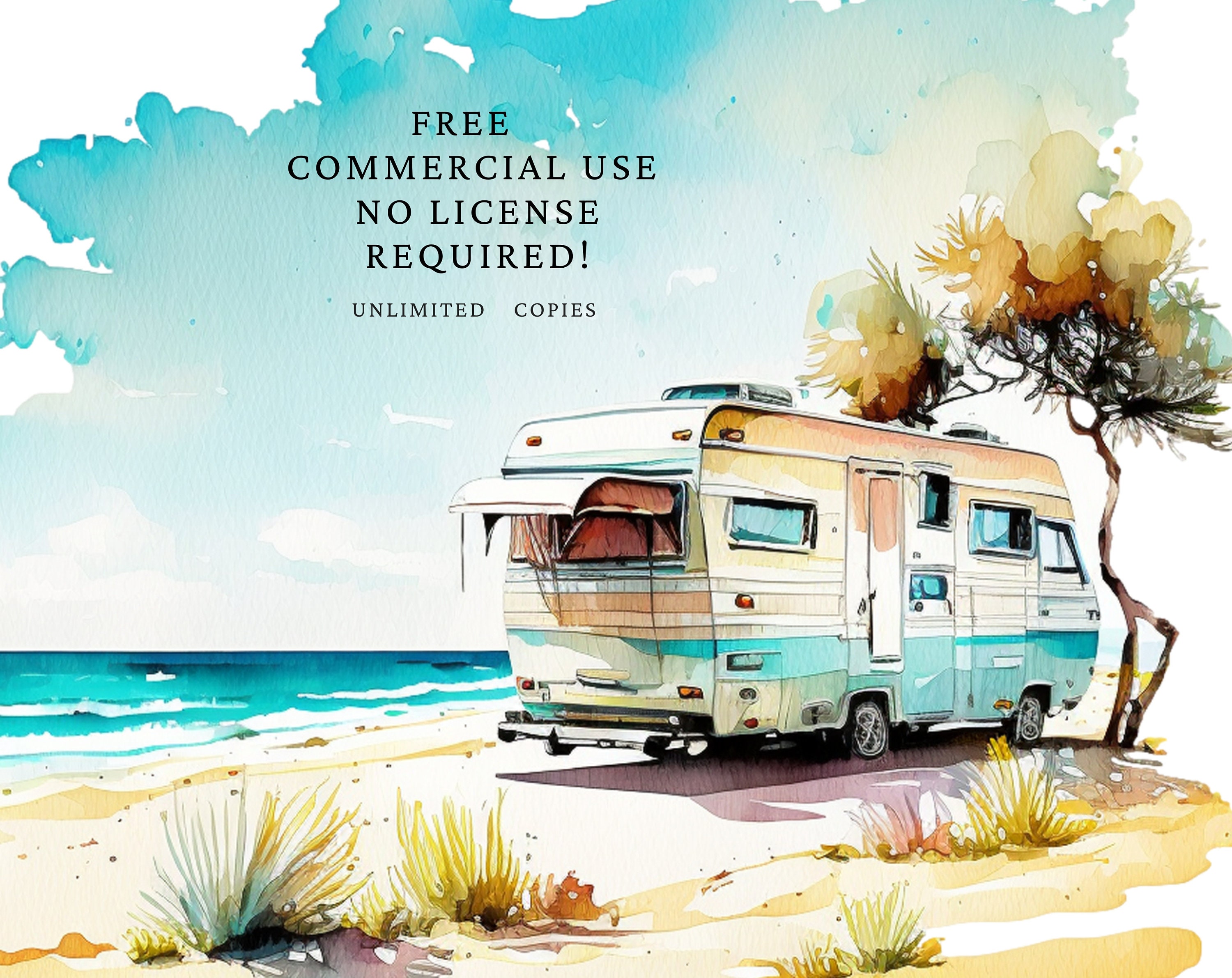 RV Camping Clipart RV Clip Art Travel Clipart Watercolor - Etsy Australia