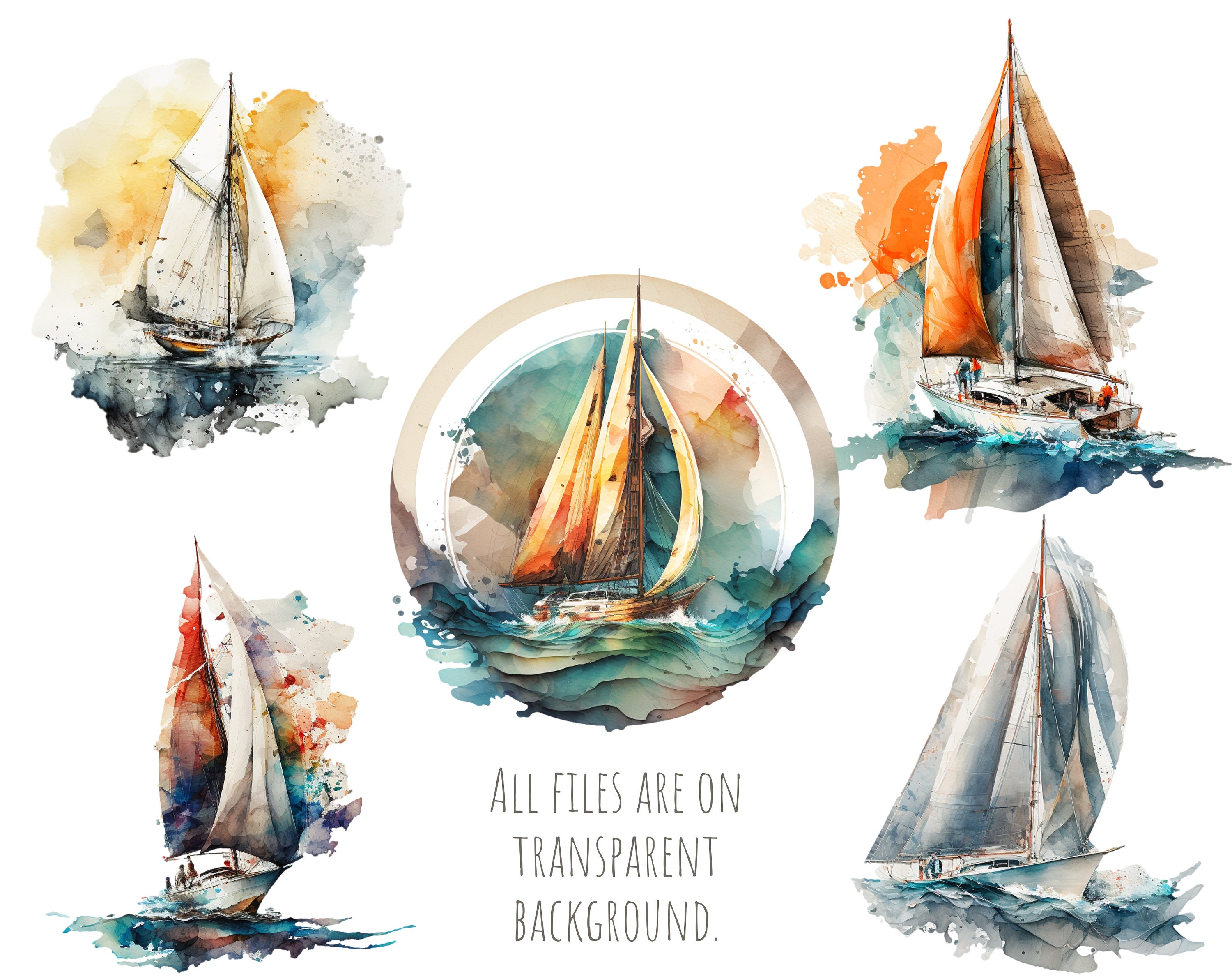 Sailing Yacht Clipart. Sea Clipart Ocean Clip Art PNG. - Etsy