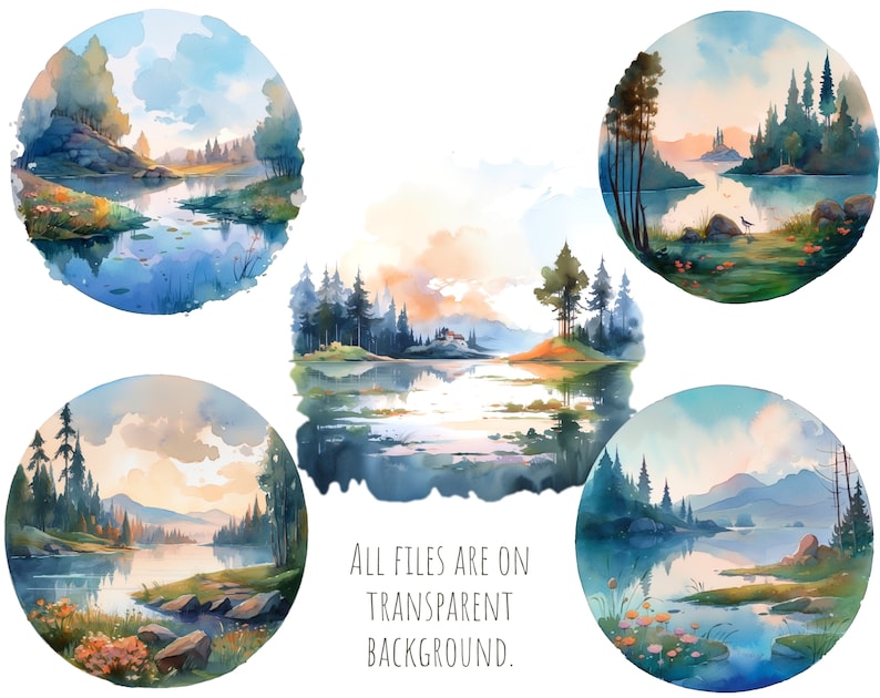 Lake Clipart. Landscape Clipart Sea Clipart Lake Clip Art - Etsy