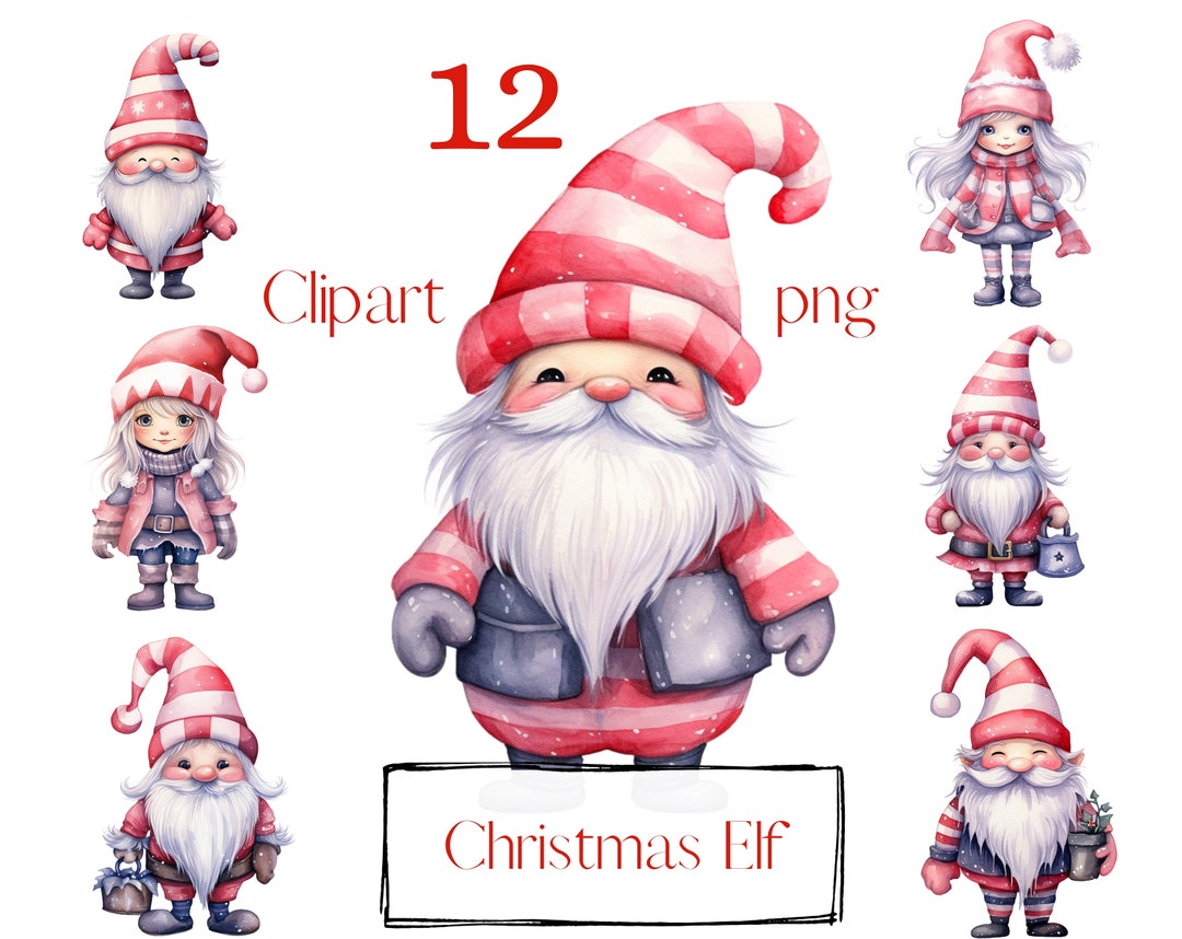 Pink Christmas Elf Clipart, Christmas Clipart. Christmas PNG Bundle ...