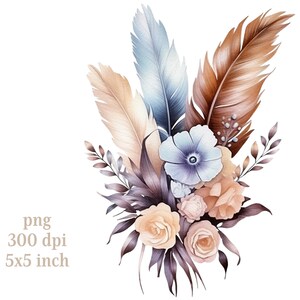 Boho Bundle, Boho Flowers PNG, Watercolor Floral Clipart, Bouquets ...