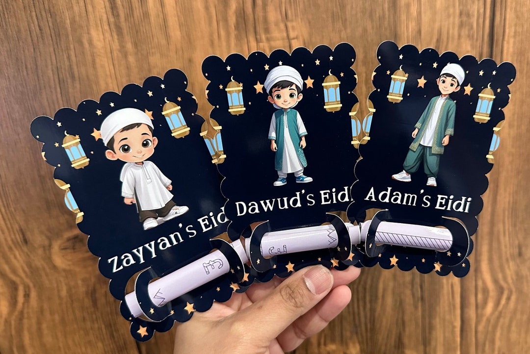 Personalised Eid Money Gift Holder Packs, Custom Eidi Money Holder, Eid ...