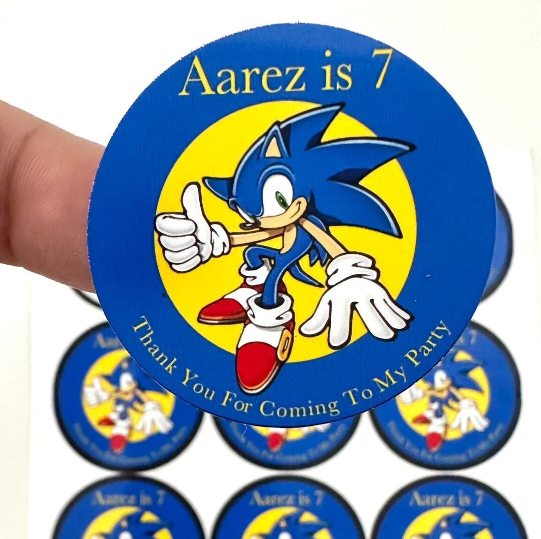 Personalised Sonic the Hedgehog Birthday Stickers | Thank You for ...