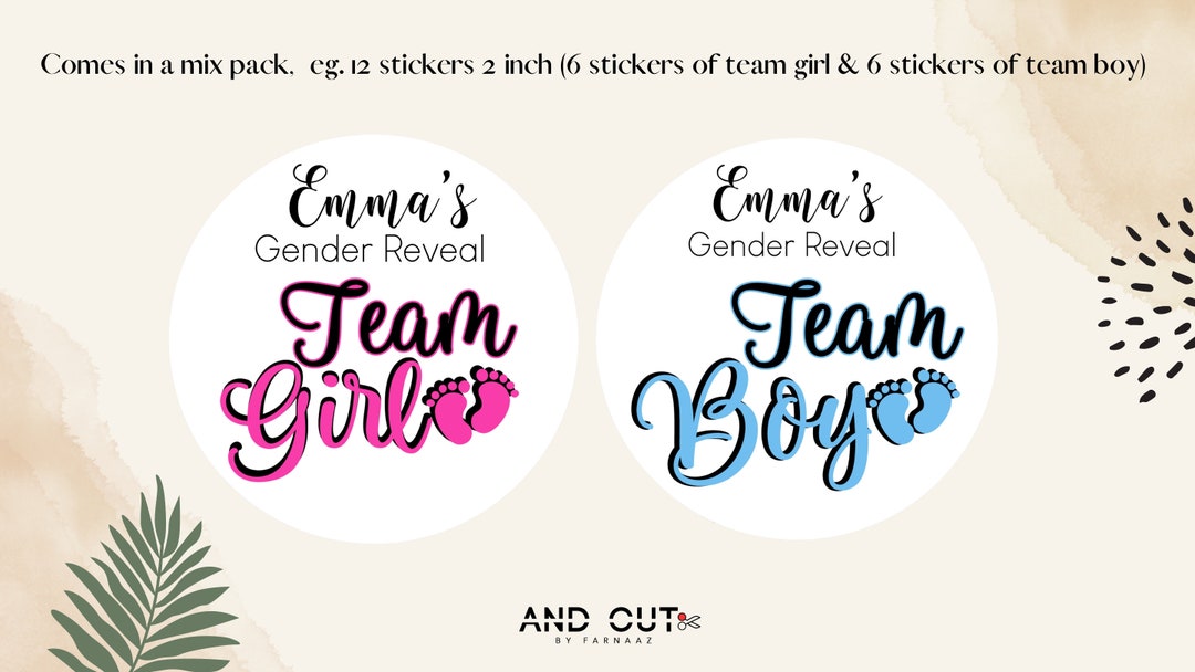 Personalised Gender Reveal Stickers Team Boy Labels Team Girl Sticker ...
