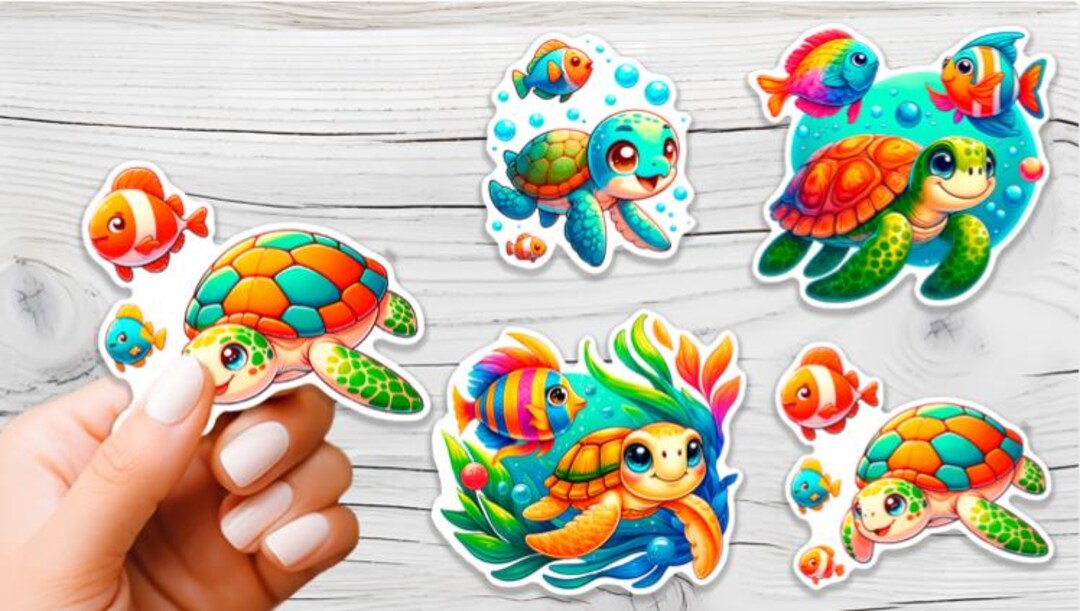 Cute Turtle Stickers Design | Cute Animal Sticker Printable - Etsy