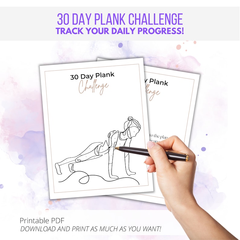 New Year Fitness Challenge | 30 Days Plank Challenge | Printable Habit ...