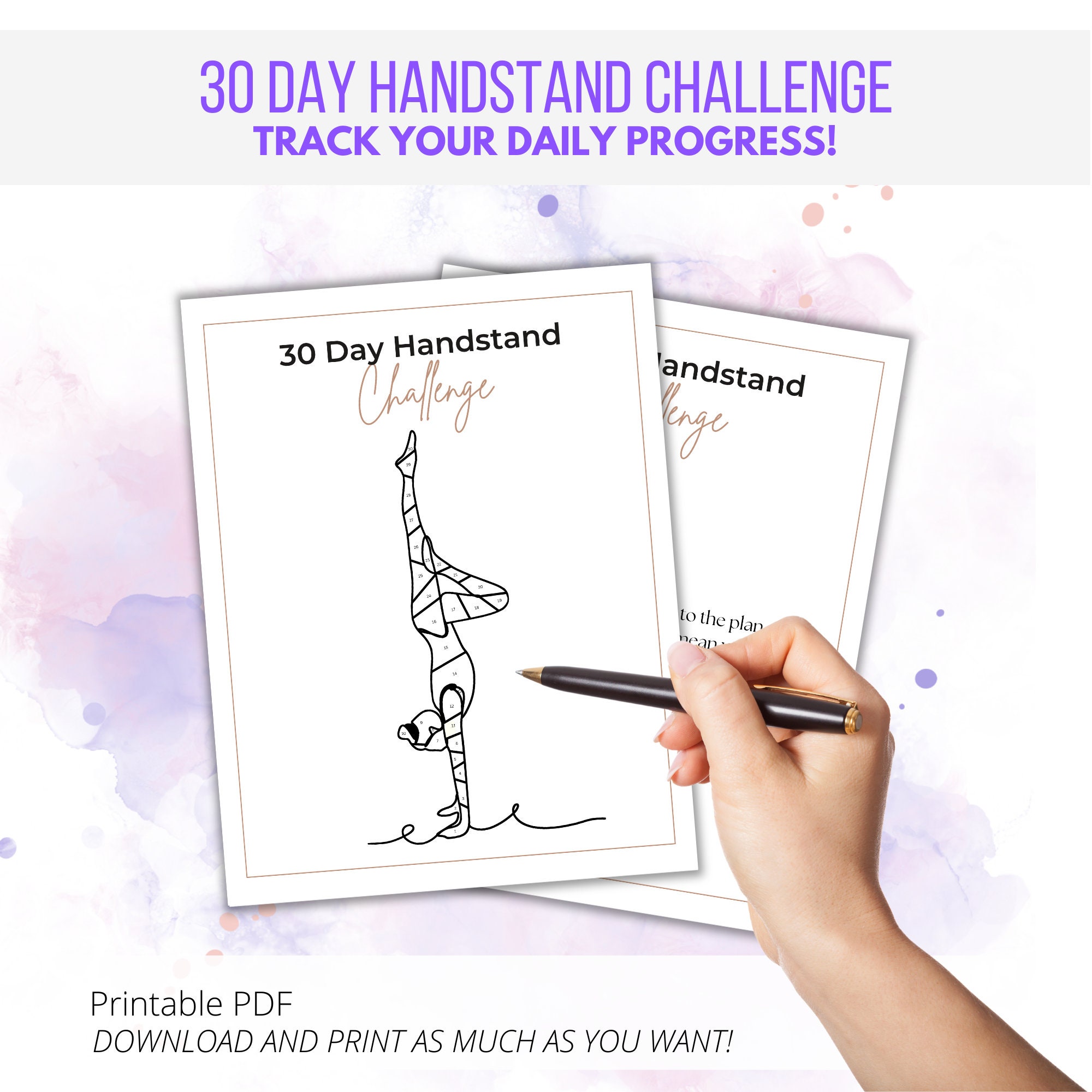 New Year Fitness Challenge 30 Days Handstand Challenge Printable Habit ...