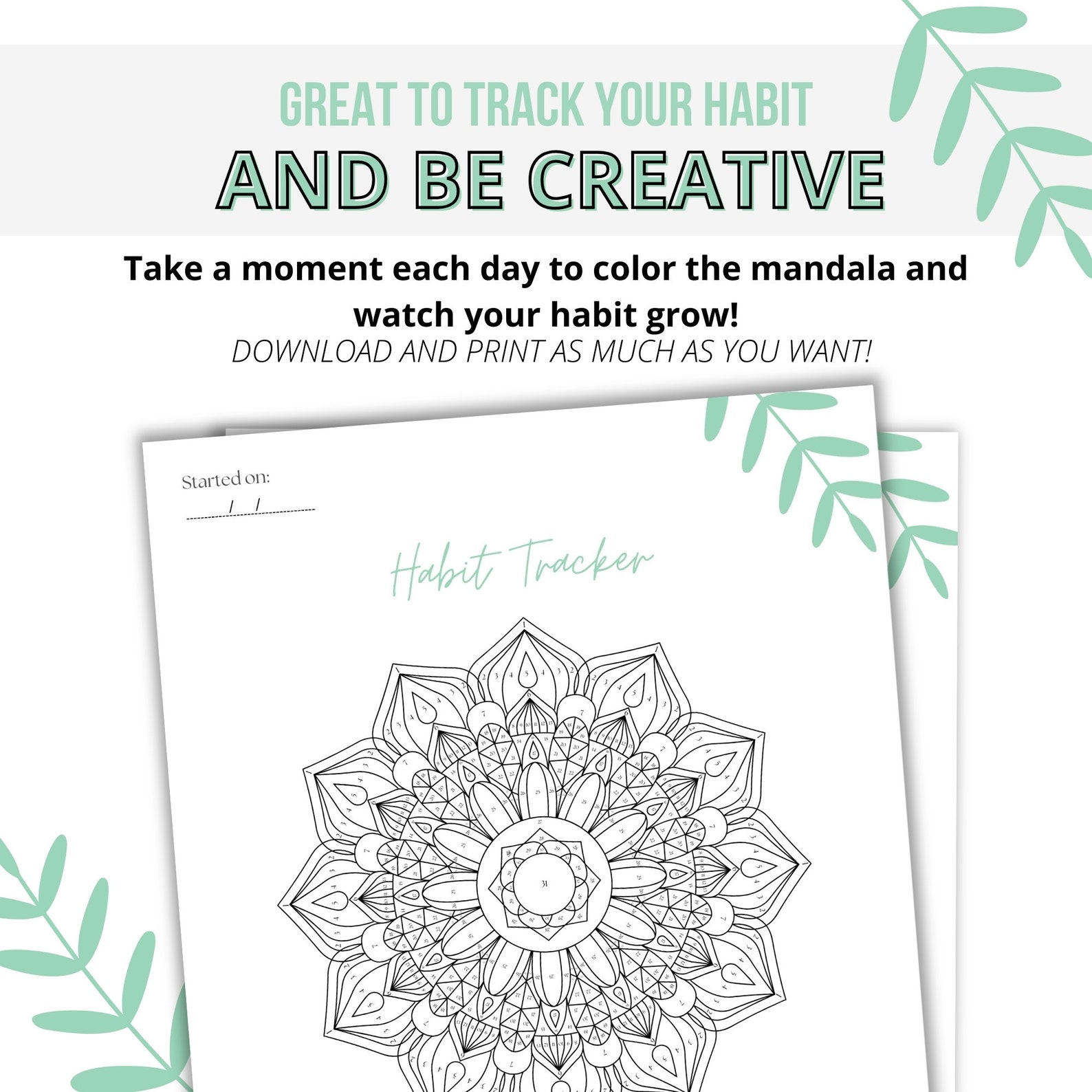 31 Days Habit Tracker Printable | Daily Mandalas Colouring | Daily ...