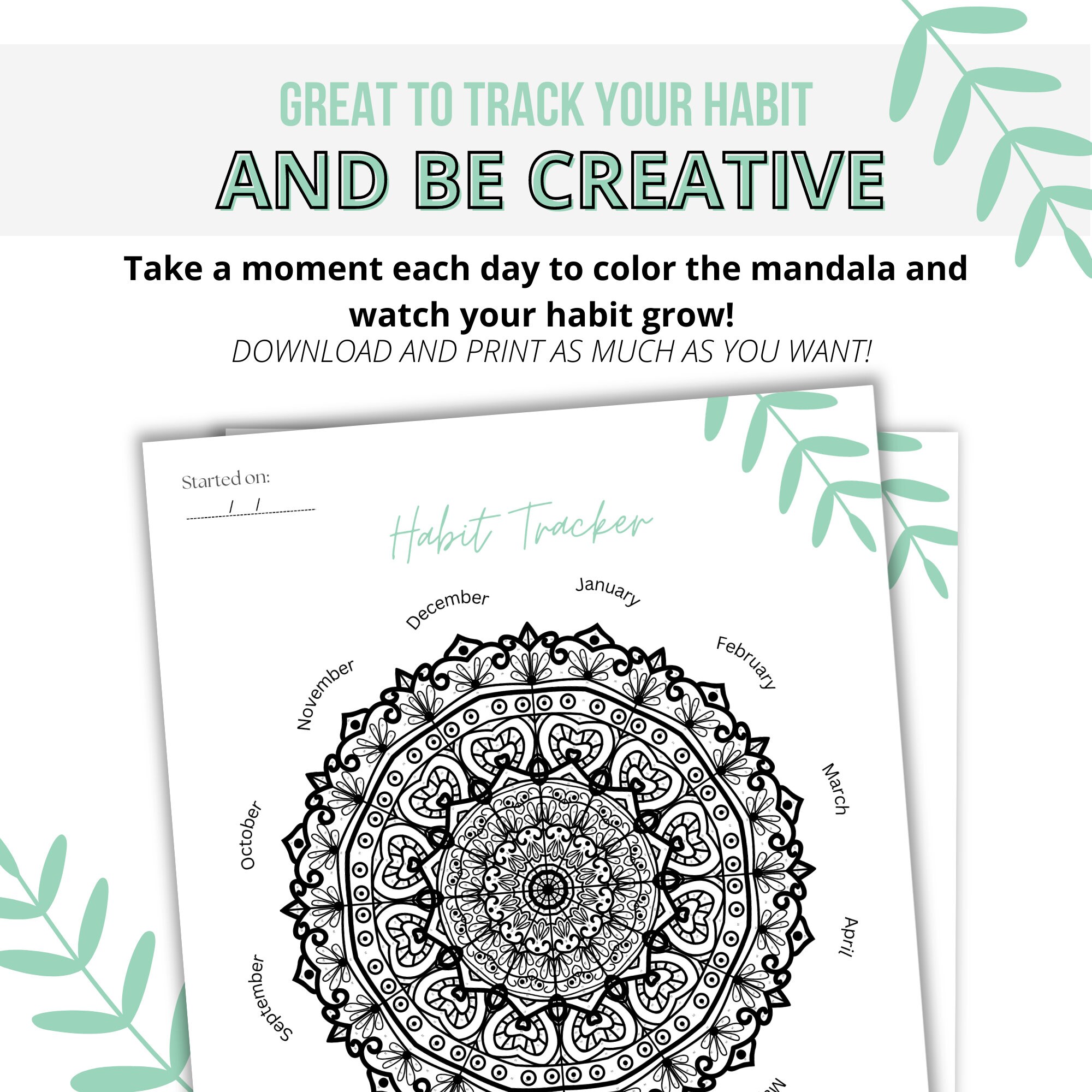 365 Days Habit Tracker Printable | Daily Mandalas Colouring | Daily ...