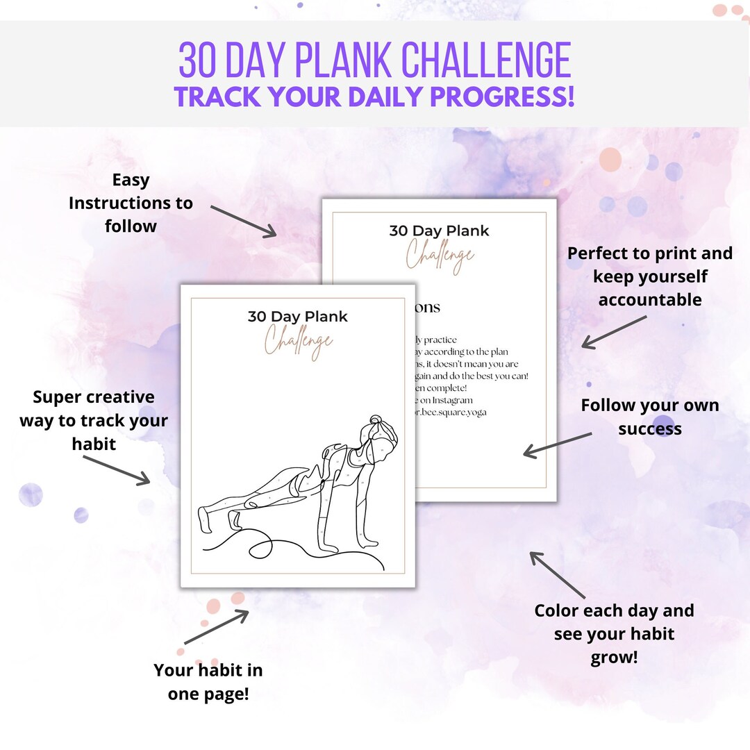 New Year Fitness Challenge | 30 Days Plank Challenge | Printable Habit ...