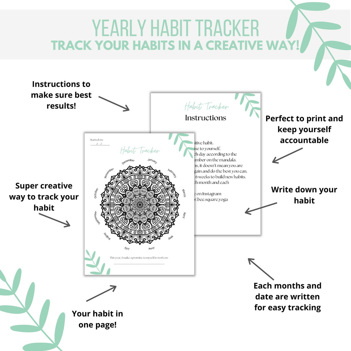 365 Days Habit Tracker Printable | Daily Mandalas Colouring | Daily ...