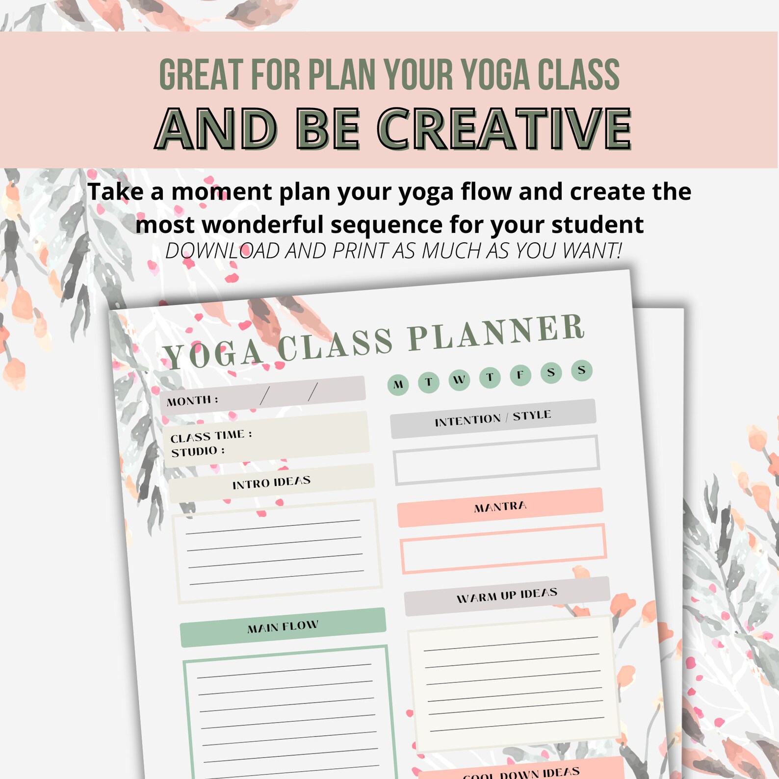 Yoga Teacher Class Planner | Lesson Plan, Yoga Flow (PDF) - Etsy
