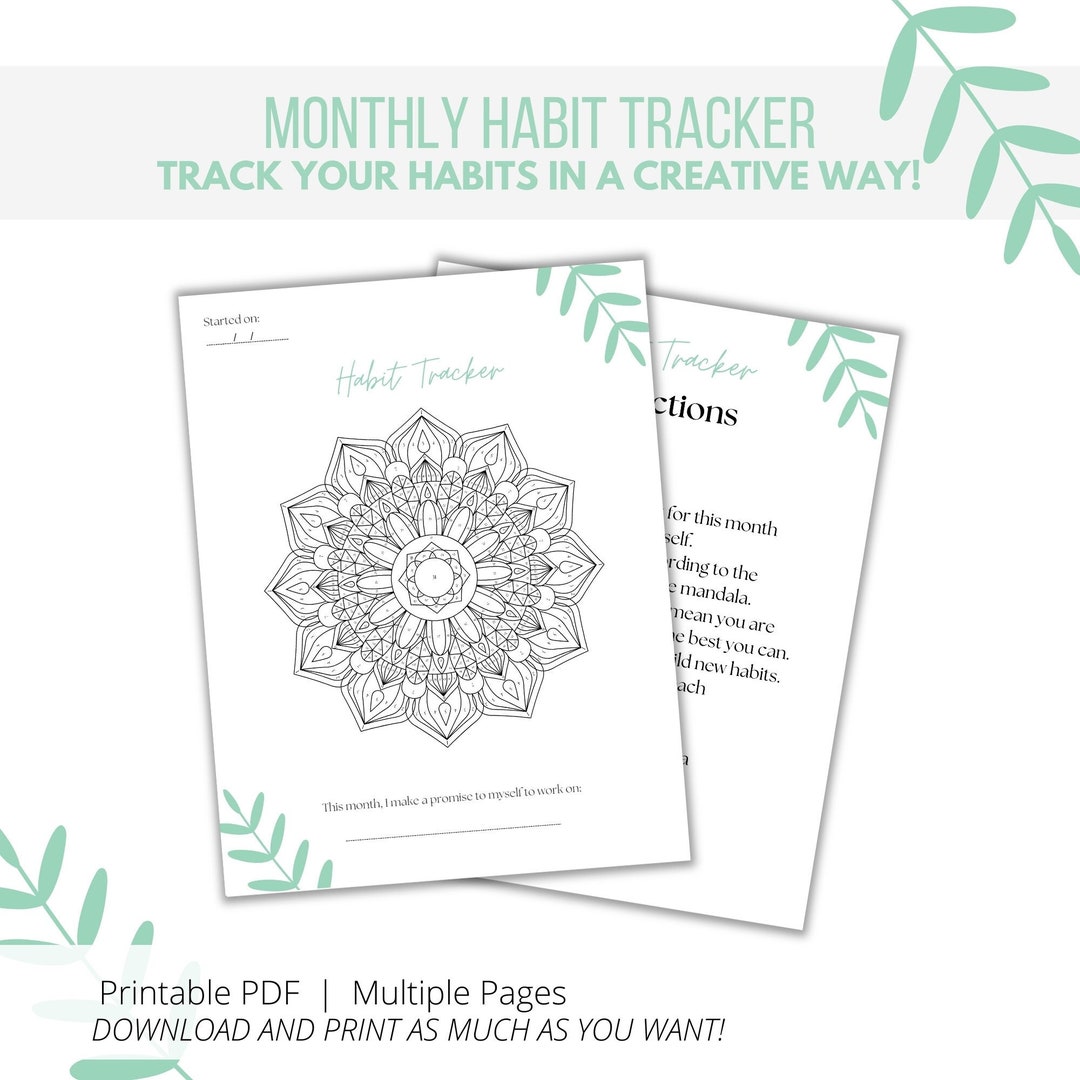 31 Days Habit Tracker Printable | Daily Mandalas Colouring | Daily ...