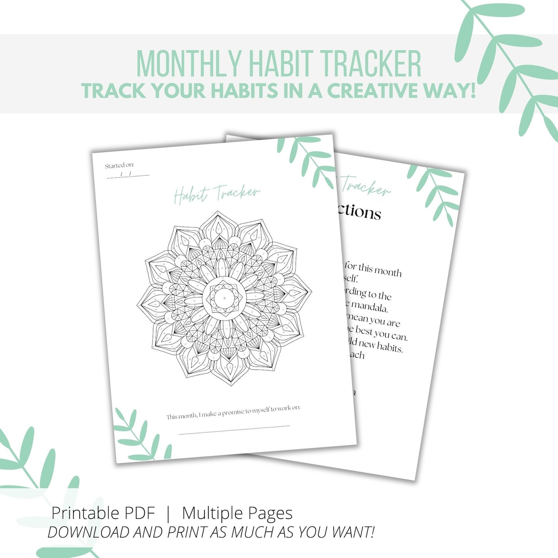 31 Days Habit Tracker Printable | Daily Mandalas Colouring | Daily ...
