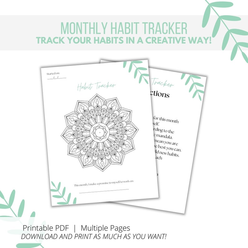 31 Days Habit Tracker Printable | Daily Mandalas Colouring | Daily ...