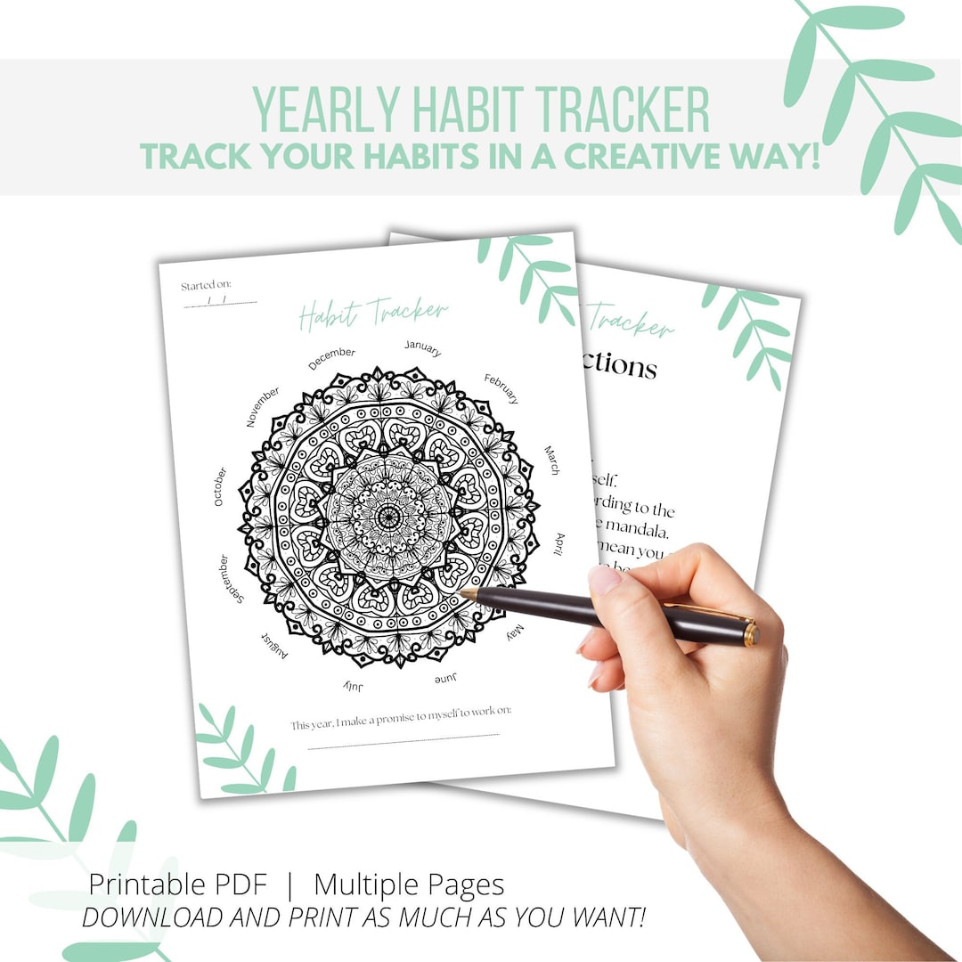 365 Days Habit Tracker Printable | Daily Mandalas Colouring | Daily ...