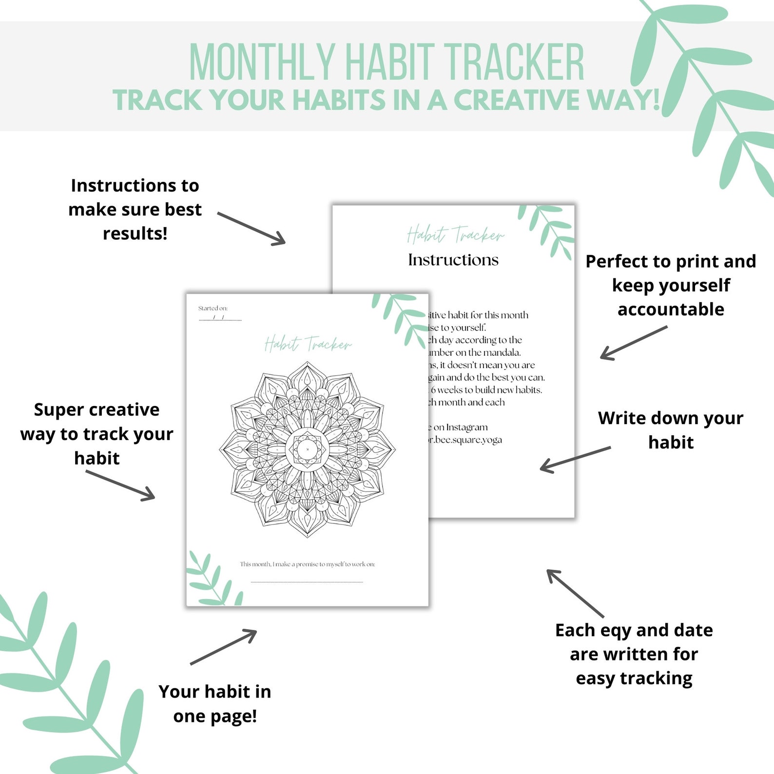 31 Days Habit Tracker Printable | Daily Mandalas Colouring | Daily ...