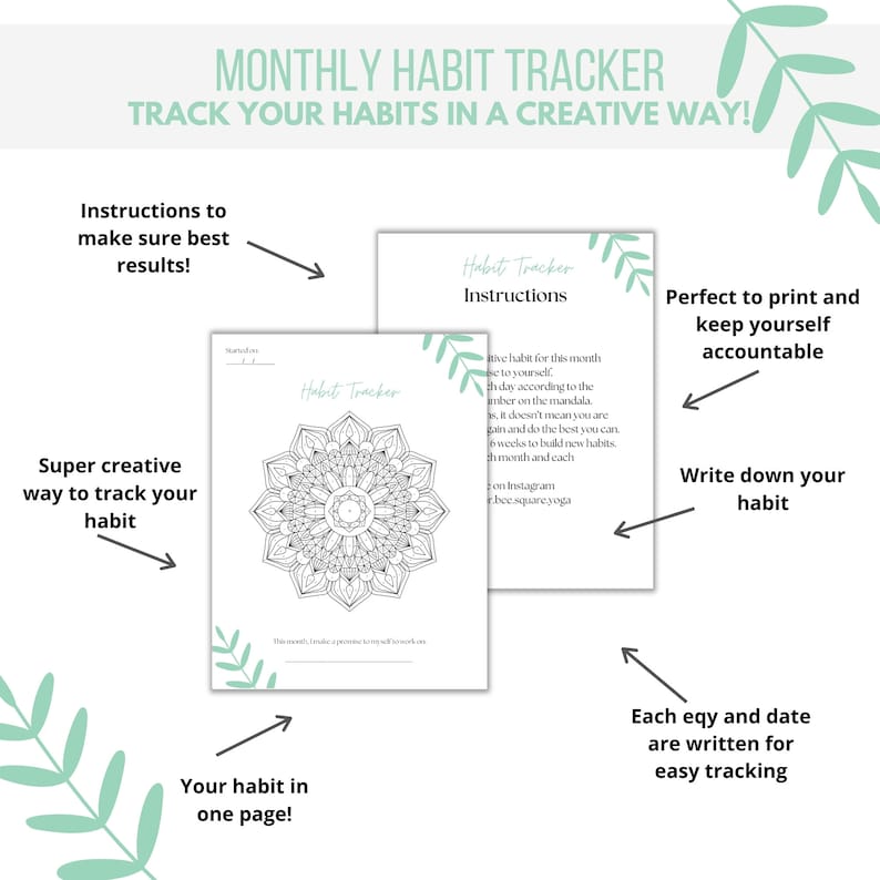31 Days Habit Tracker Printable | Daily Mandalas Colouring | Daily ...