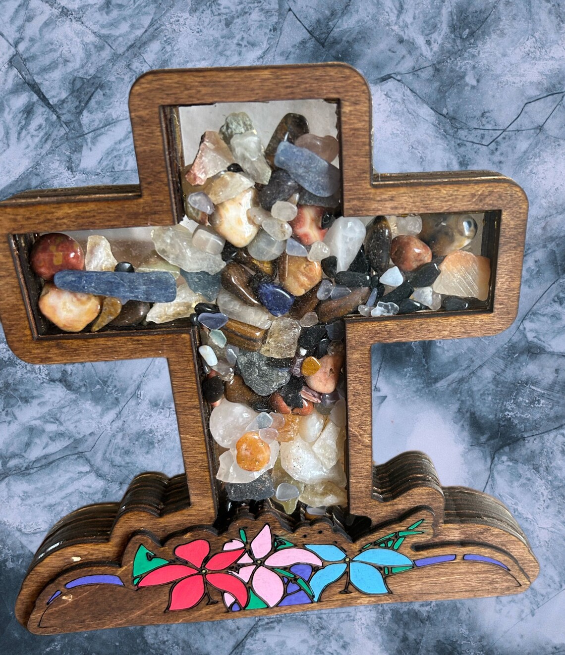 Agate Shadow Box - Glass Cross Box - Cross Display Box - Rock Storage ...
