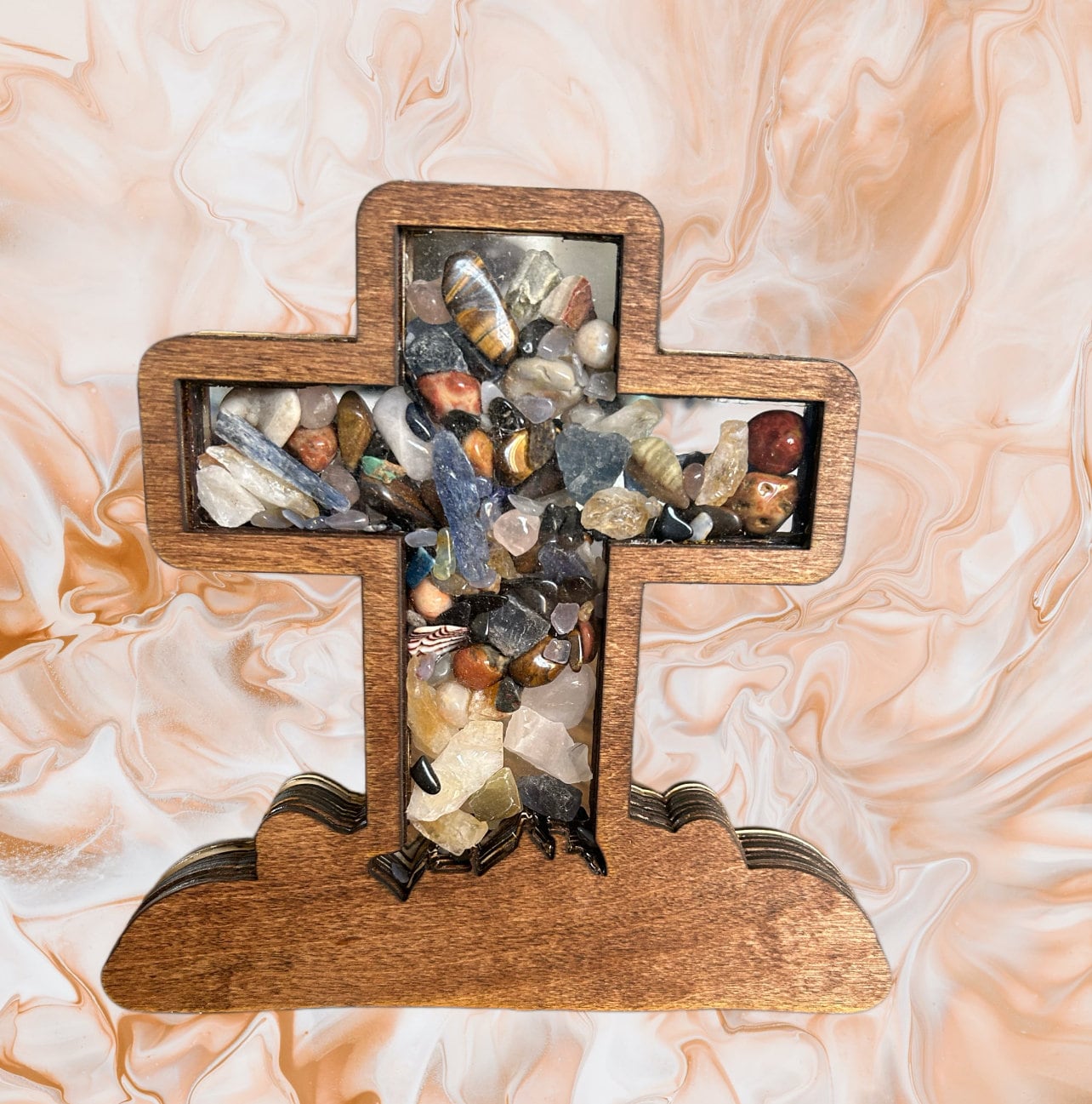Agate Shadow Box - Glass Cross Box - Cross Display Box - Rock Storage ...