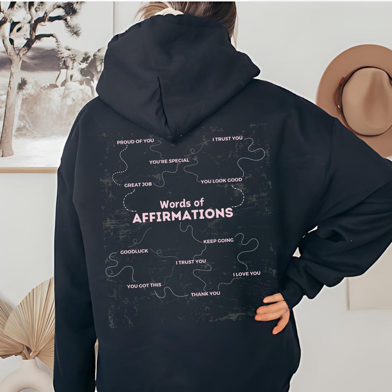Words of Affirmation Hoodie: Unisex Motivational Pullover - Etsy Canada