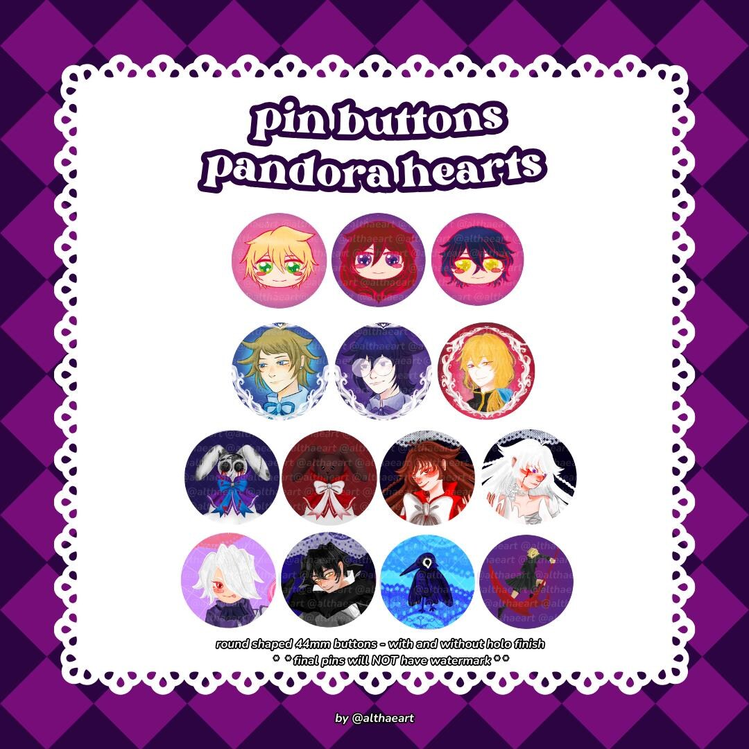 Pandora Hearts | Round and Heart Button Pin Badges 44mm 58mm - Etsy