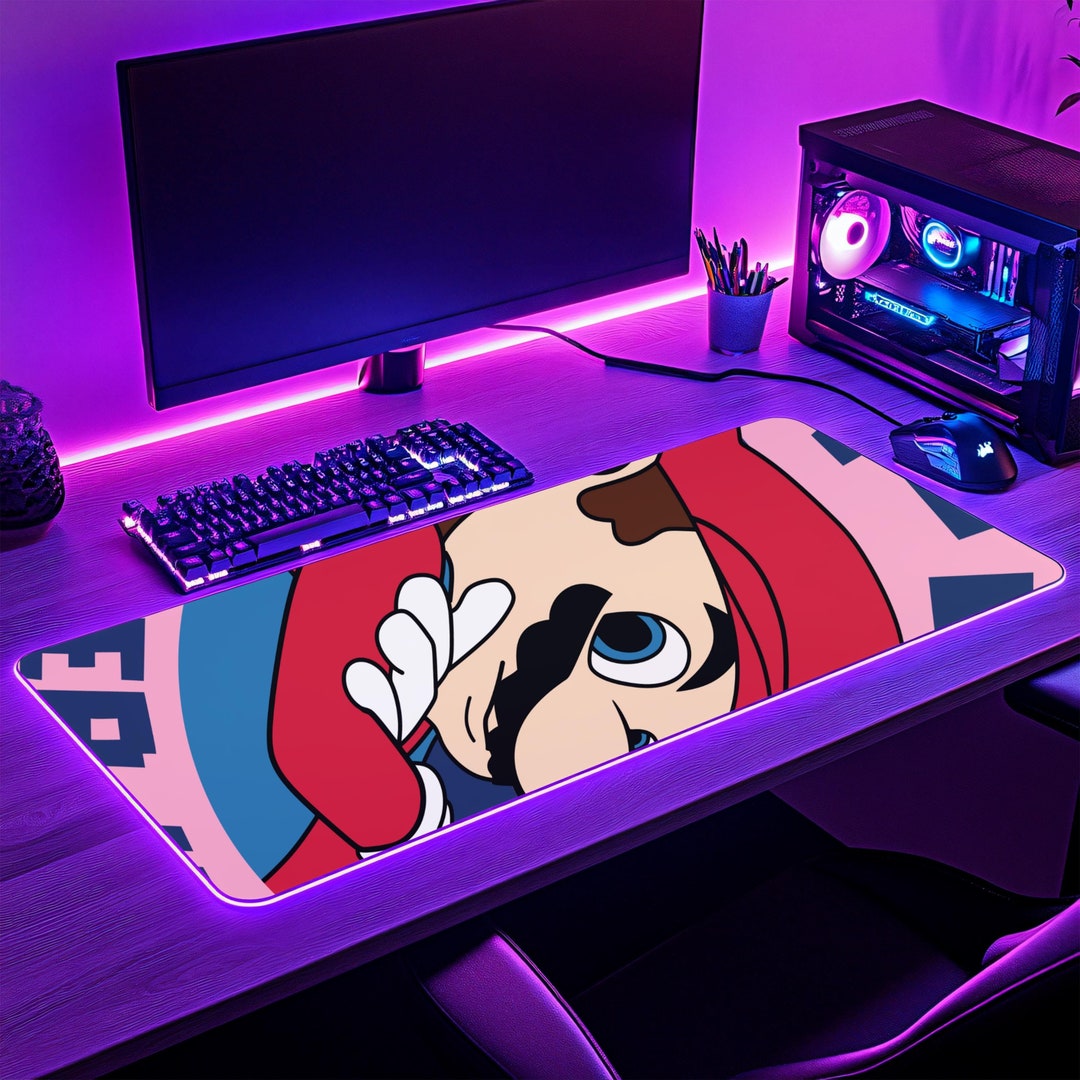 Kawaii Retro Game Mario Inspired Led Mouse Pad Cartoon Gaming Desk Mat ...