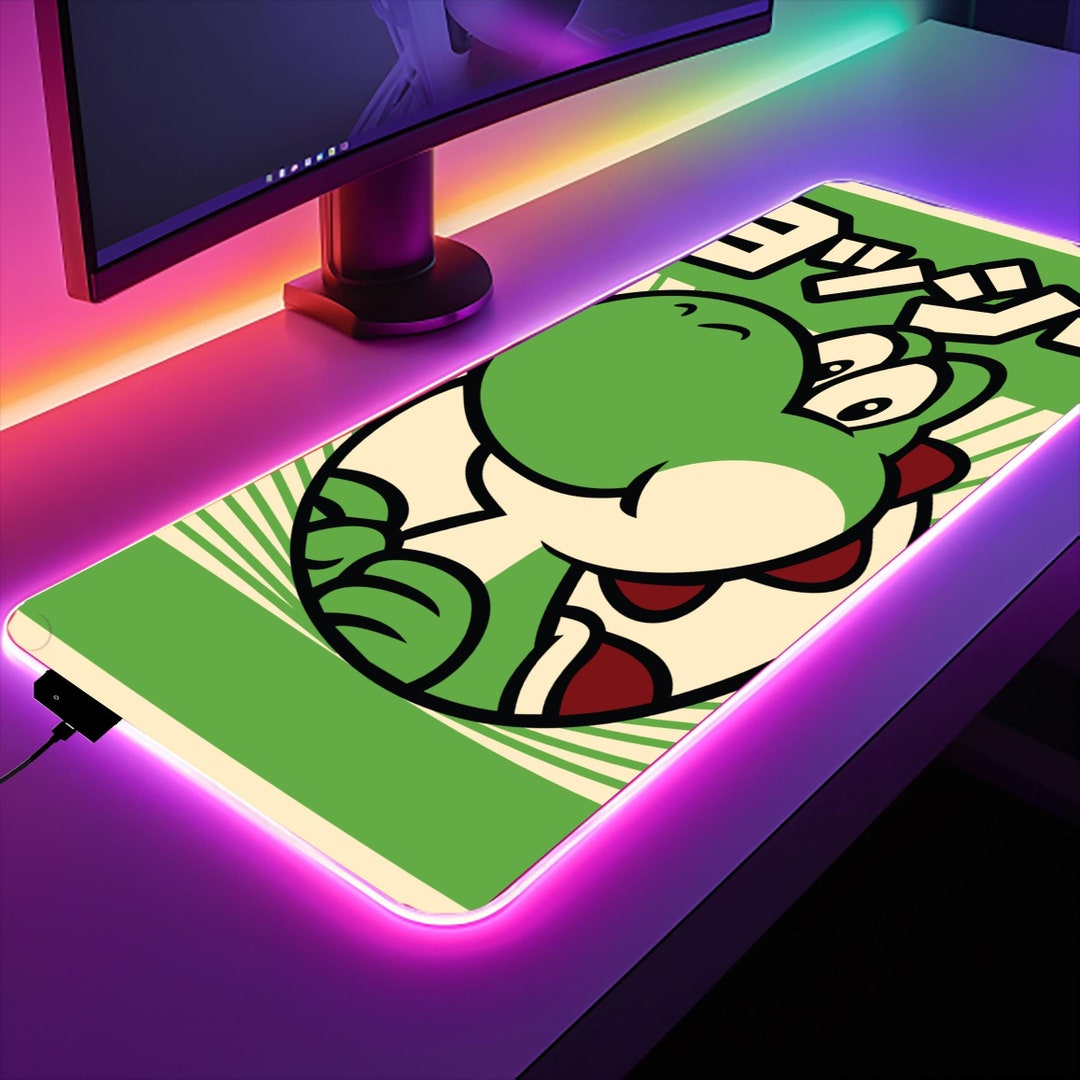 Kawaii Retro Game Yoshi Inspired Led Mouse Pad Cartoon Anime Gaming ...