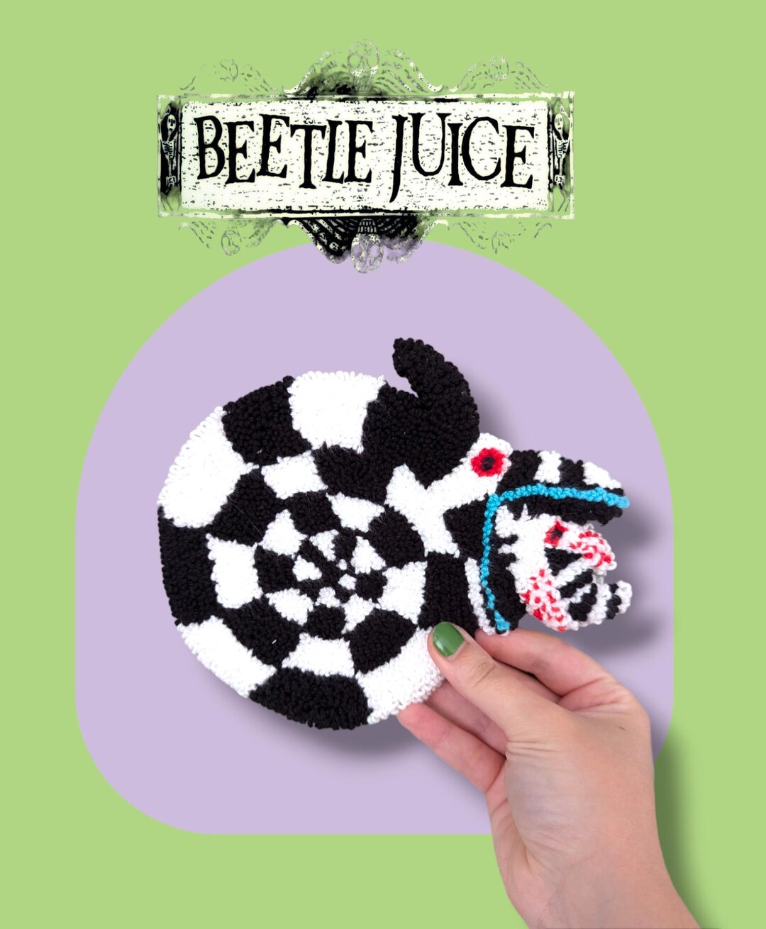Beetlejuice Sandworm Punch Needle Mug Rug, Halloween Goth Decor - Etsy
