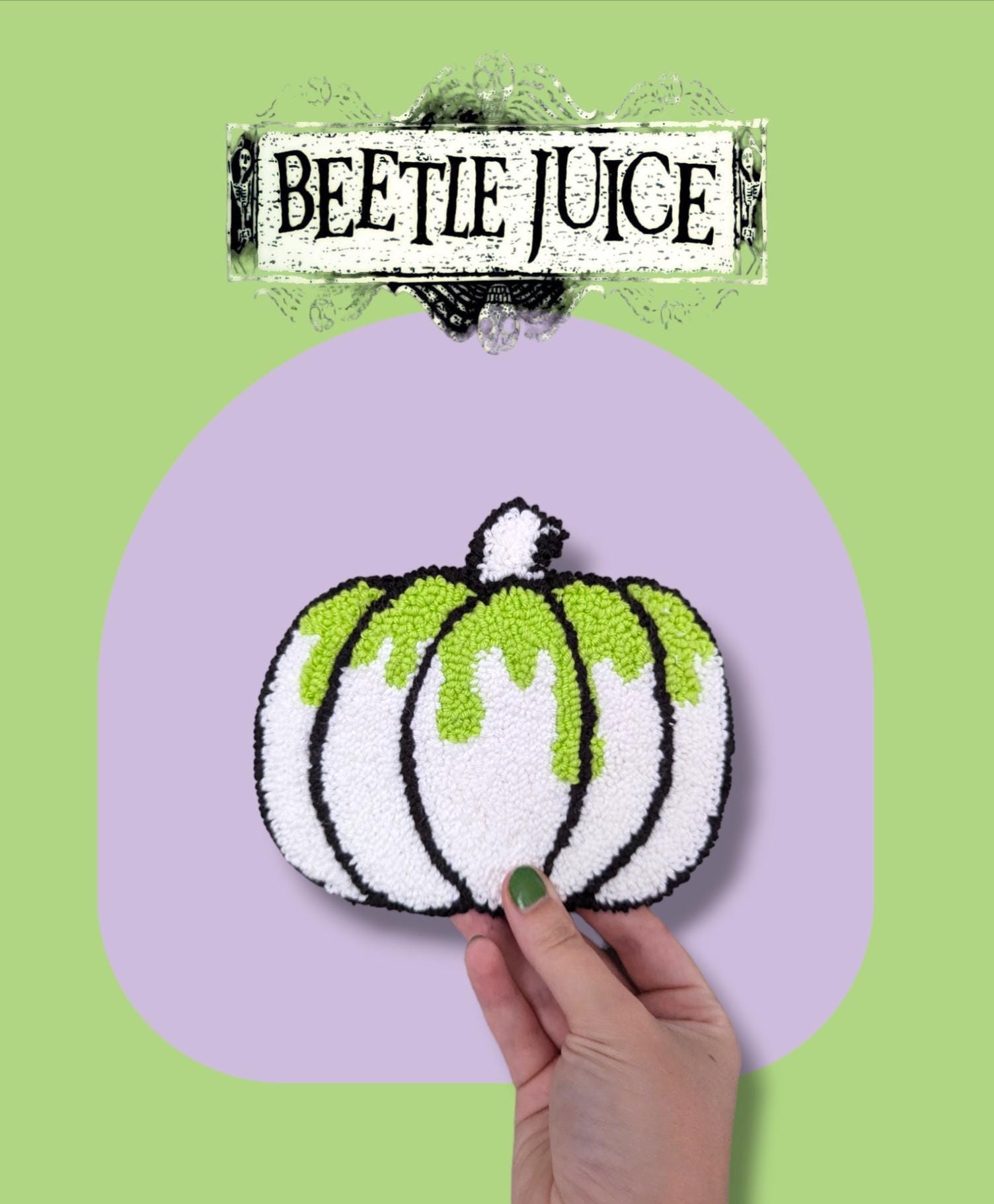 Beetlejuice Sandworm Punch Needle Mug Rug, Halloween Goth Decor - Etsy