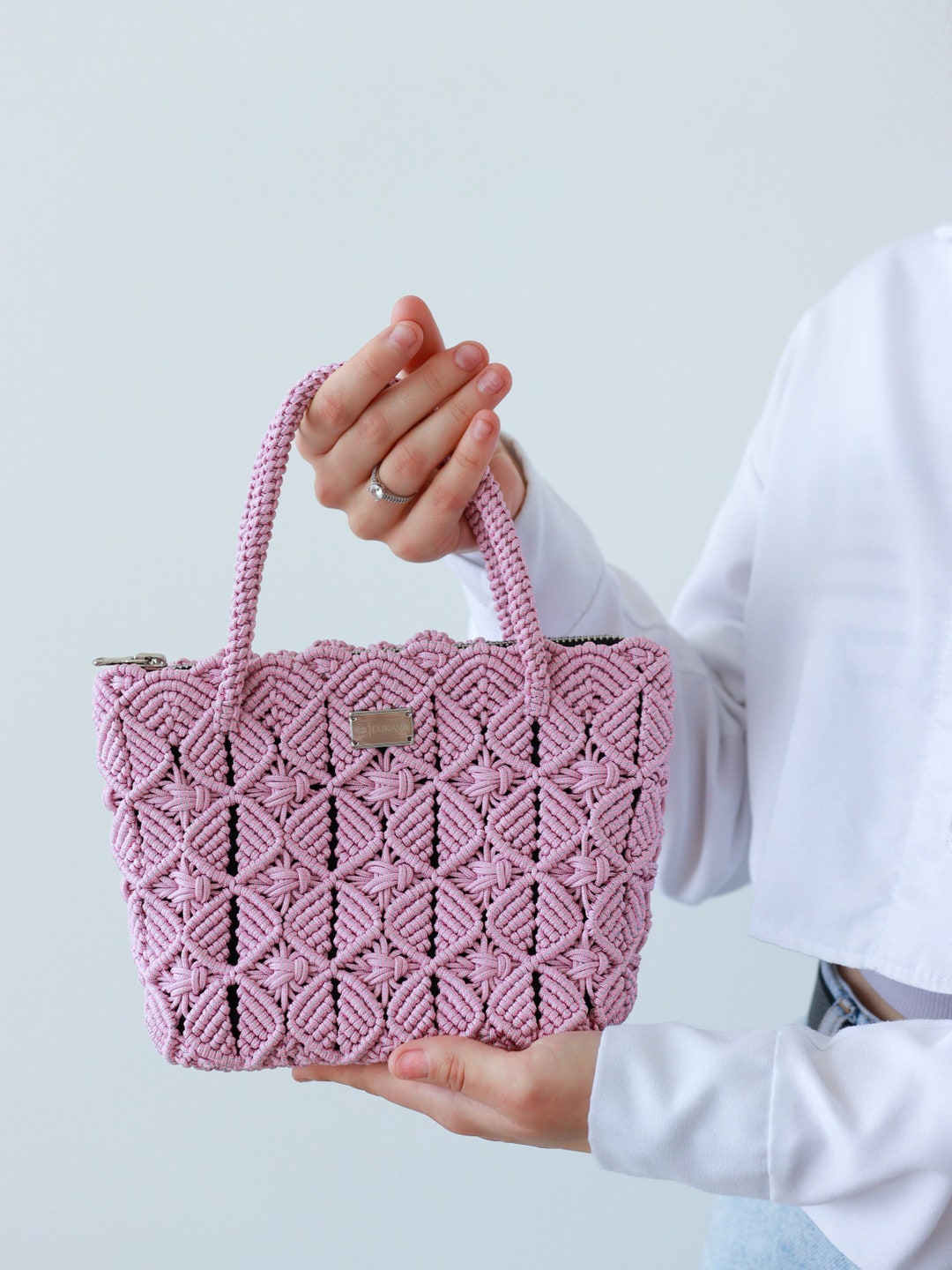 Handmade Rose Pink Macrame Handbag Mini Shoulder Bag for Women - Etsy