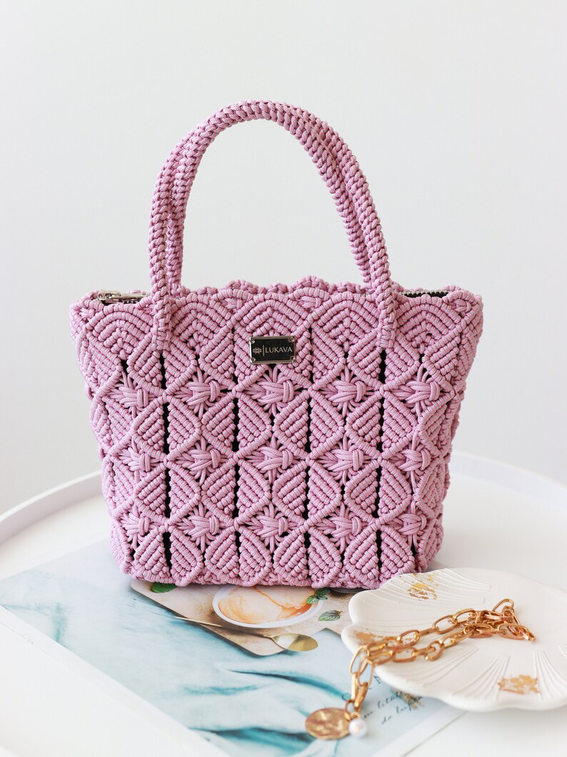 Handmade Rose Pink Macrame Handbag Mini Shoulder Bag for Women - Etsy
