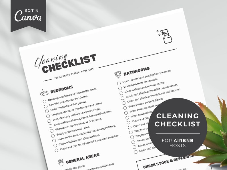 Airbnb Cleaning Checklist Customizable Canva Template House Cleaning ...