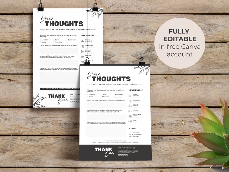 Airbnb Guest Feedback Form Editable Canva Template Comment - Etsy
